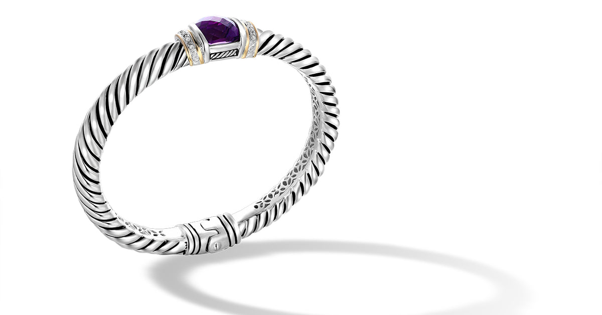 Ruta Classic Cable Bracelet - Amethyst-Diamonds| Gir Collection